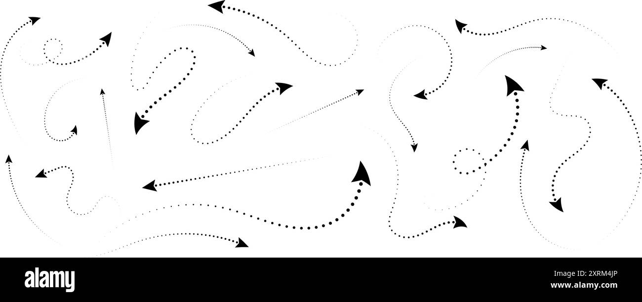 Curved dotted arrows set isolated. Vector illustration Stock Vector ...