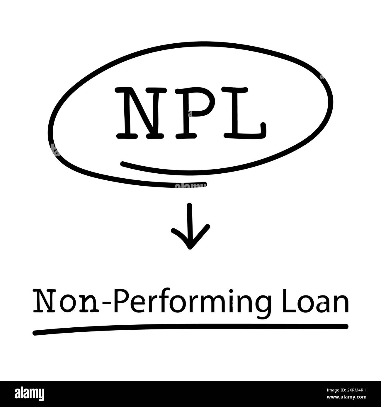 Letter of abbreviation NPL in circle and word non-performing loan on ...