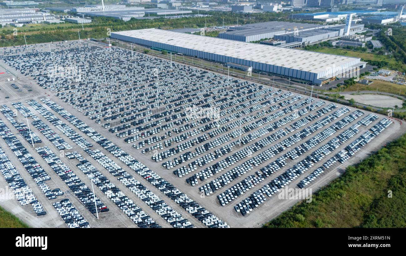 CHONGQING, CHINA - AUGUST 11, 2024 - Rows of new energy vehicles are seen at Changan Automobile ...