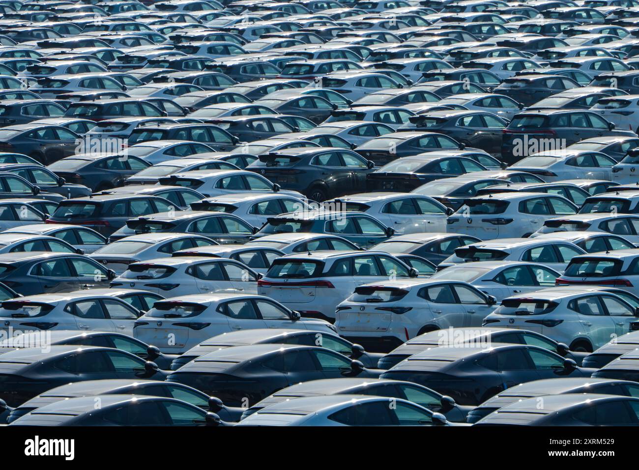 CHONGQING, CHINA - AUGUST 11, 2024 - Rows of new energy vehicles are seen at Changan Automobile ...
