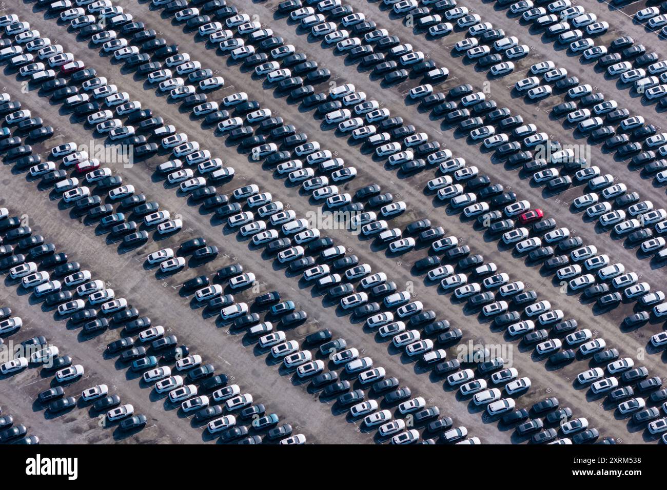 CHONGQING, CHINA - AUGUST 11, 2024 - Rows of new energy vehicles are seen at Changan Automobile ...