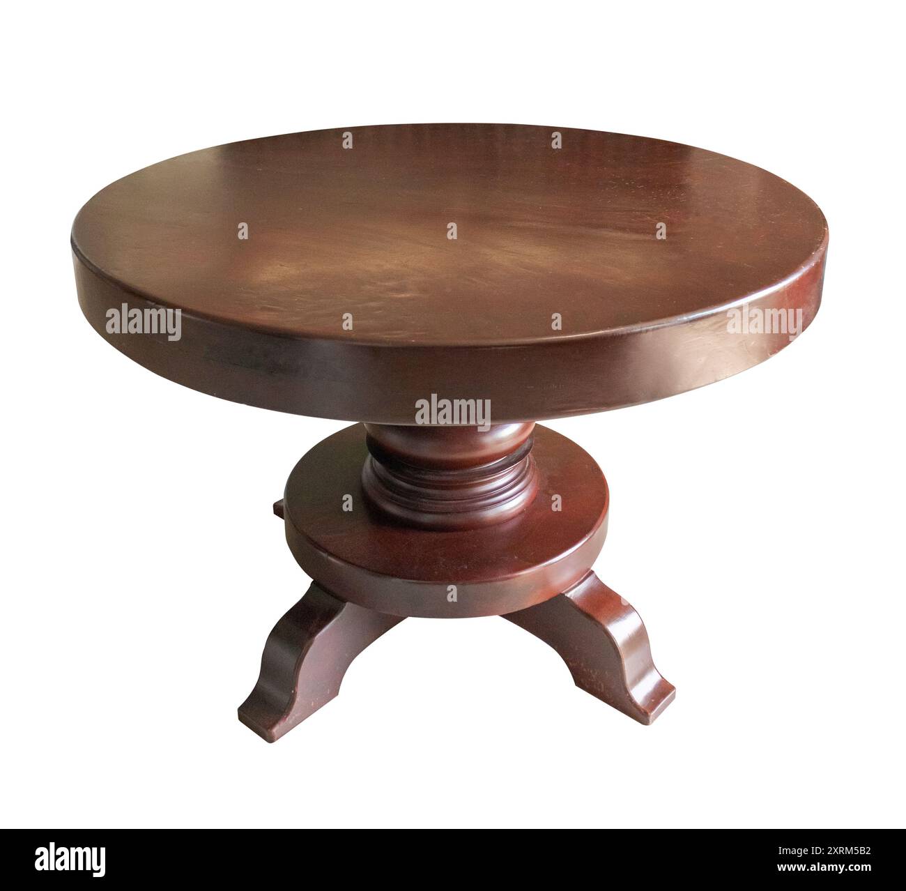 Brown antique wood round table isolated on white background Stock Photo ...