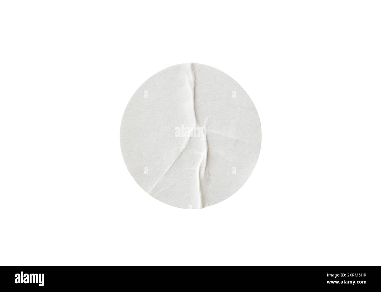 Blank white round paper sticker label isolated on white background with ...