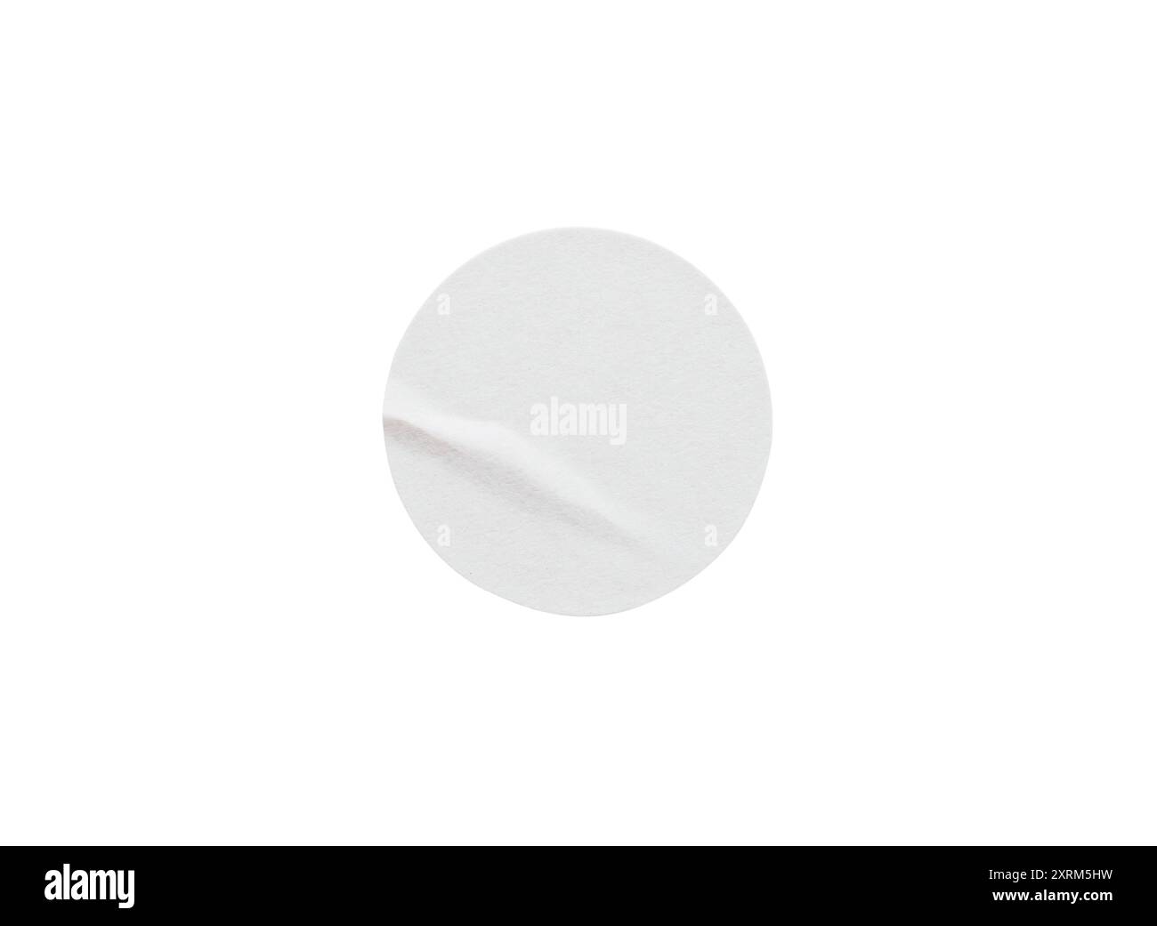 Blank white round paper sticker label isolated on white background with ...