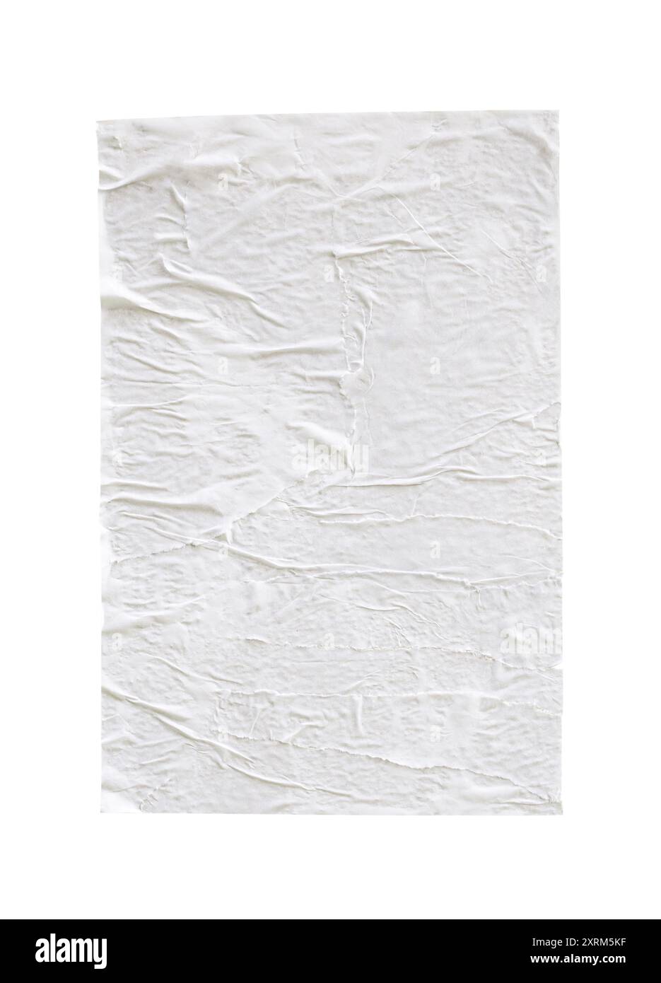 Blank white crumpled and creased paper poster texture isolated on white ...