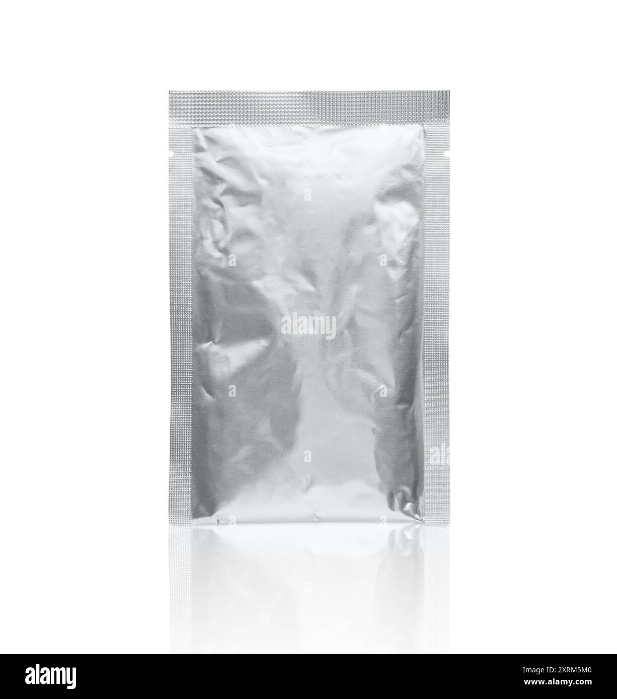 blank aluminum foil sachet packaging isolated on white background with ...