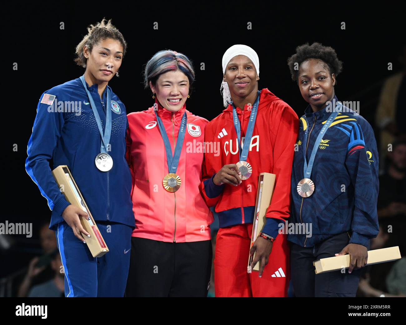 Paris, France. 11th Aug, 2024. (From L to R) Silver medalist Kennedy ...