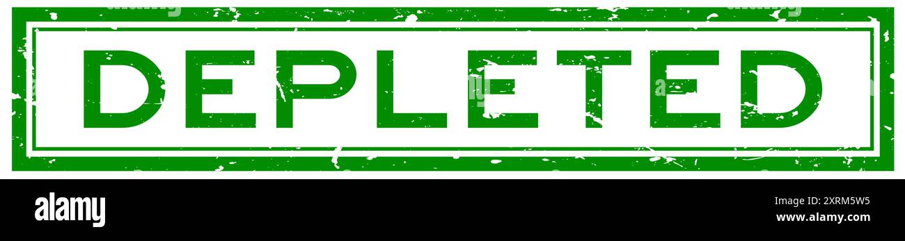 Grunge green depleted word square rubber stamp in white background ...