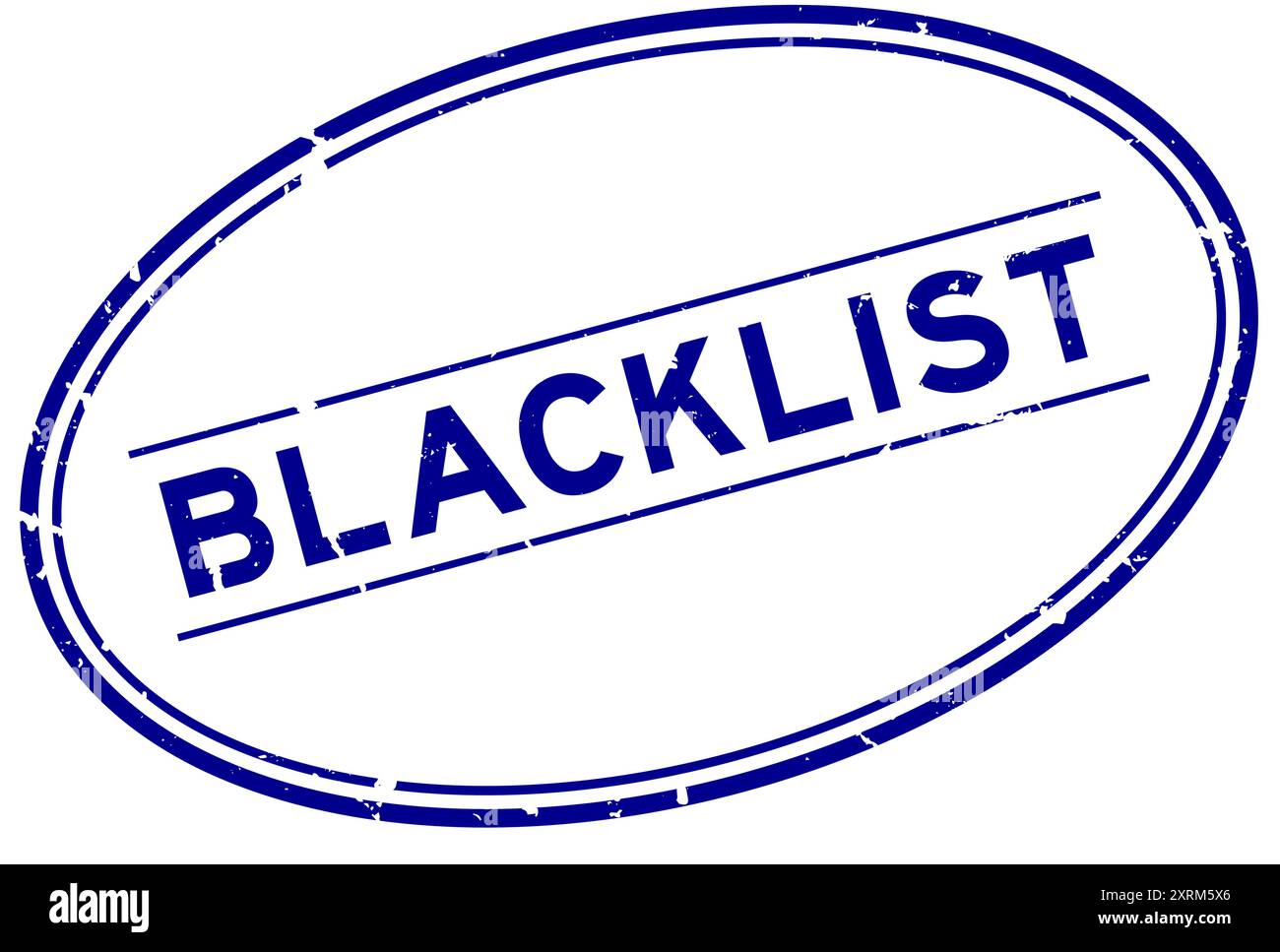 Grunge blue blacklist word oval rubber seal stamp on white background ...