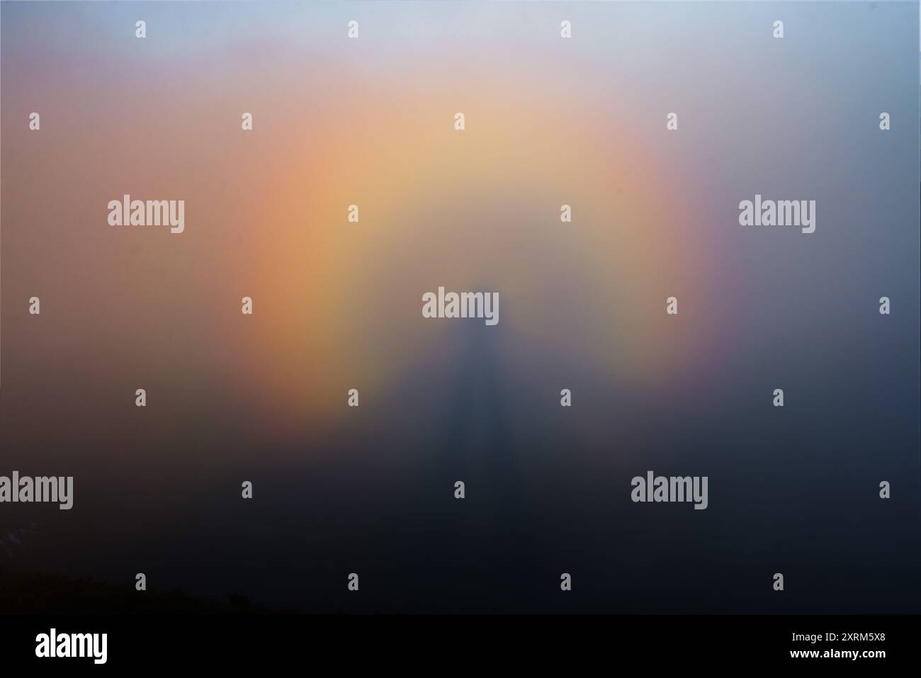 Brocken spectrum formed on a mountain summit among fog in Courel ...