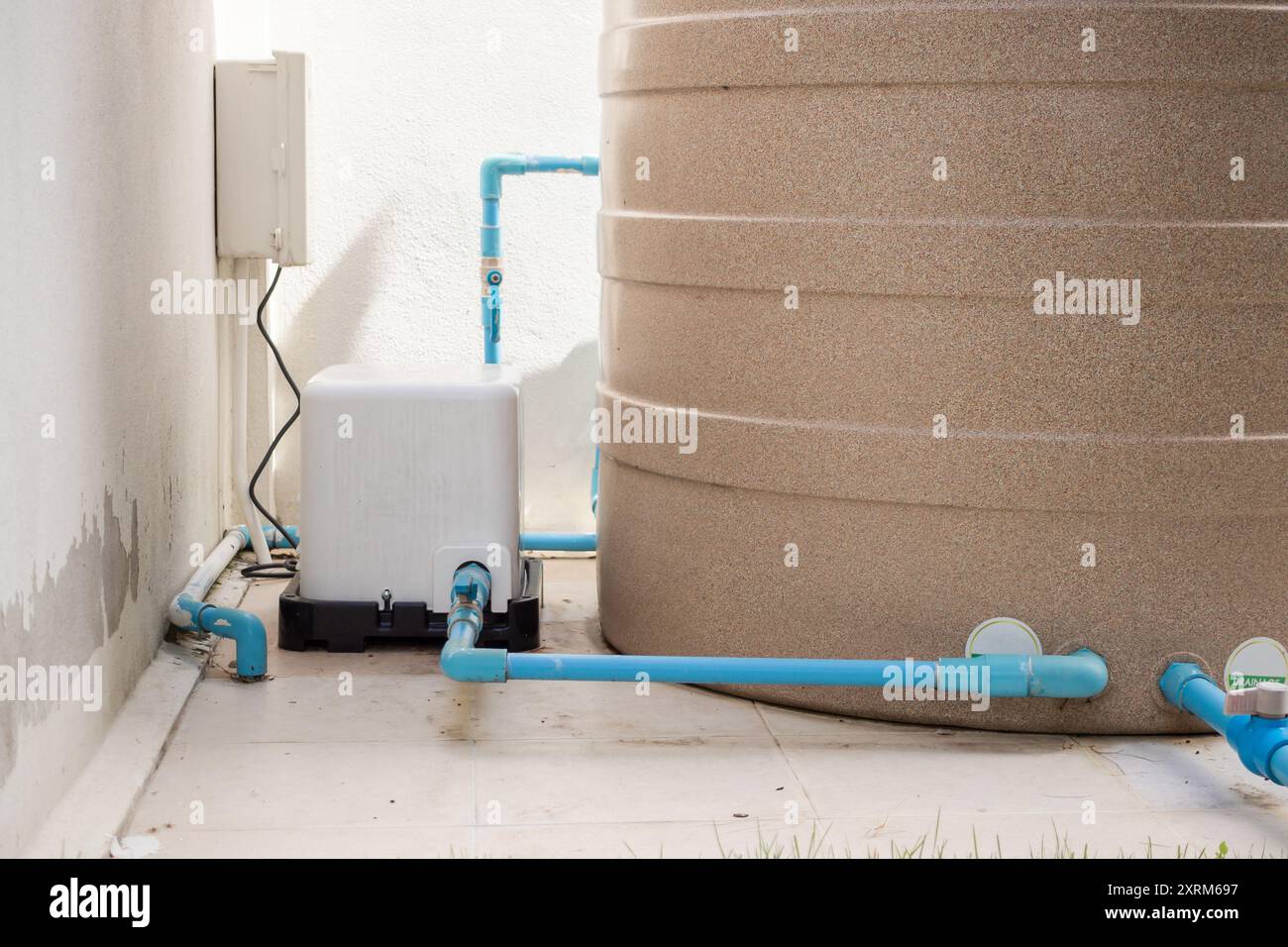 automatic water pump station outside the house Stock Photo - Alamy