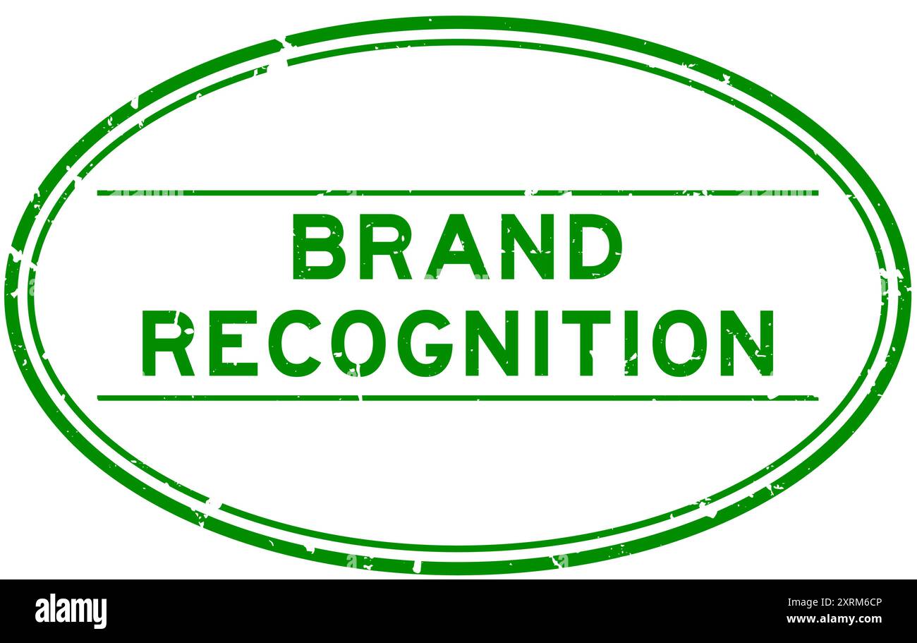 Grunge green brand recognition word oval rubber stamp in white background Stock Vector Image ...