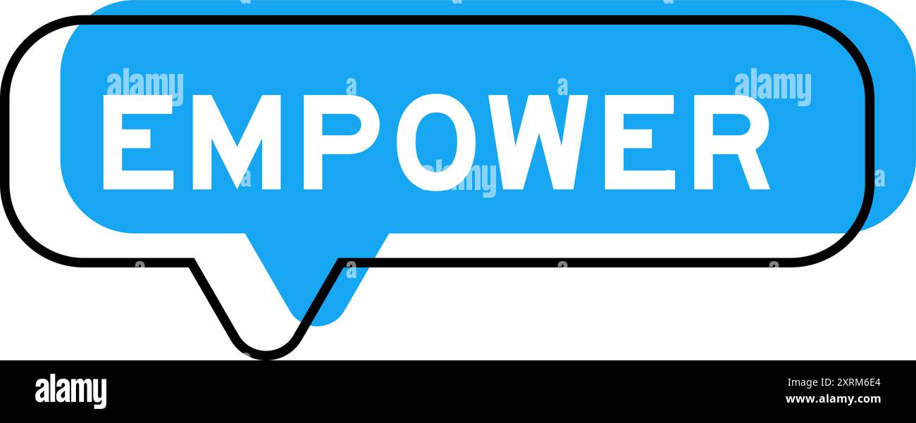 Speech banner and blue shade with word empower on white background ...