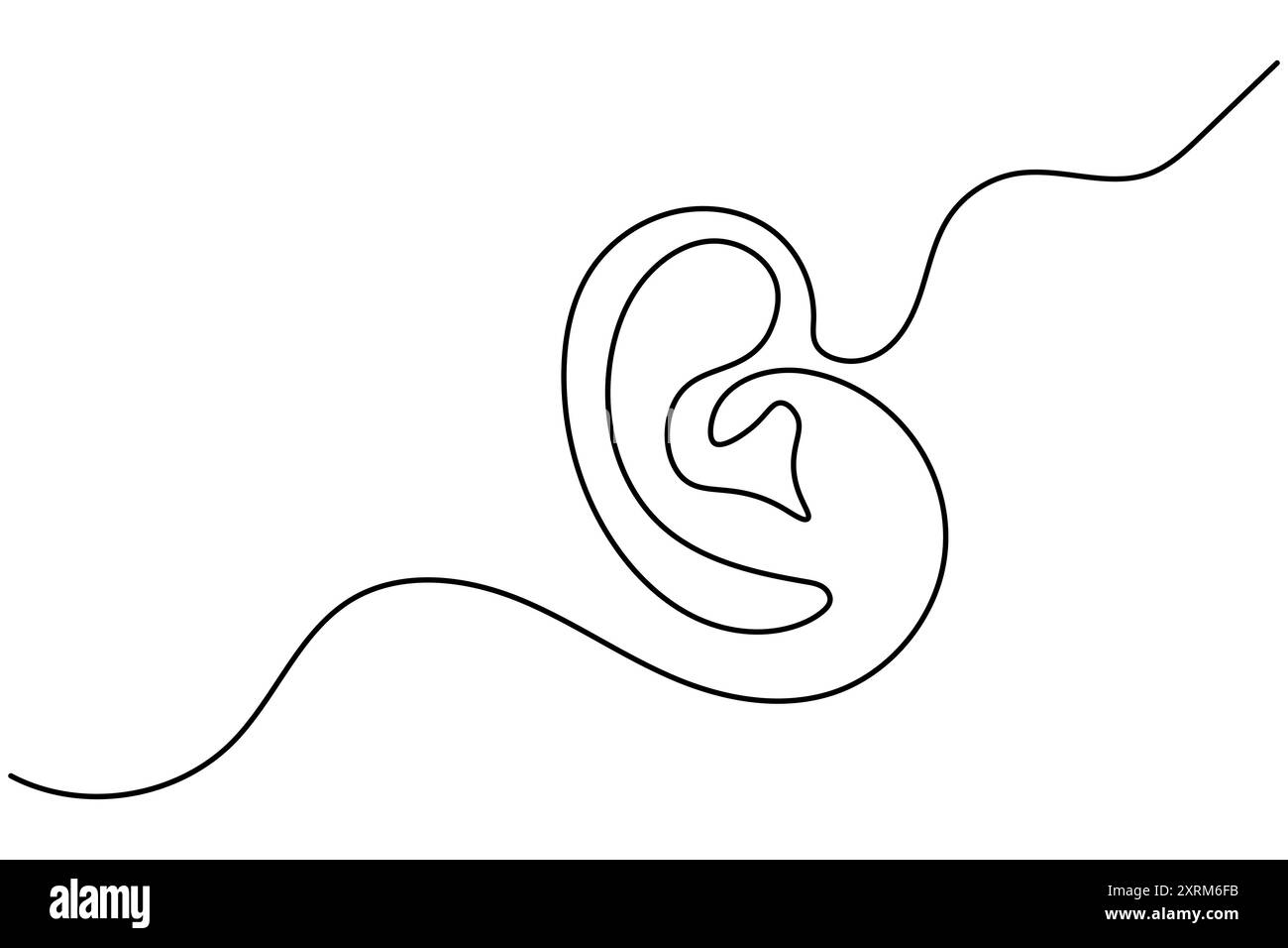 Human ear continuous one line drawing of isolated outline vector icon ...
