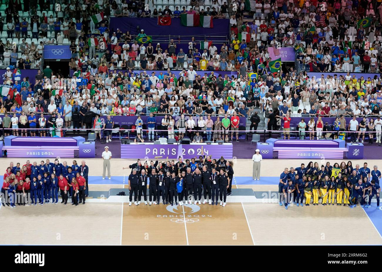 The gold medalist team of Italy, center, silver medalist the United ...