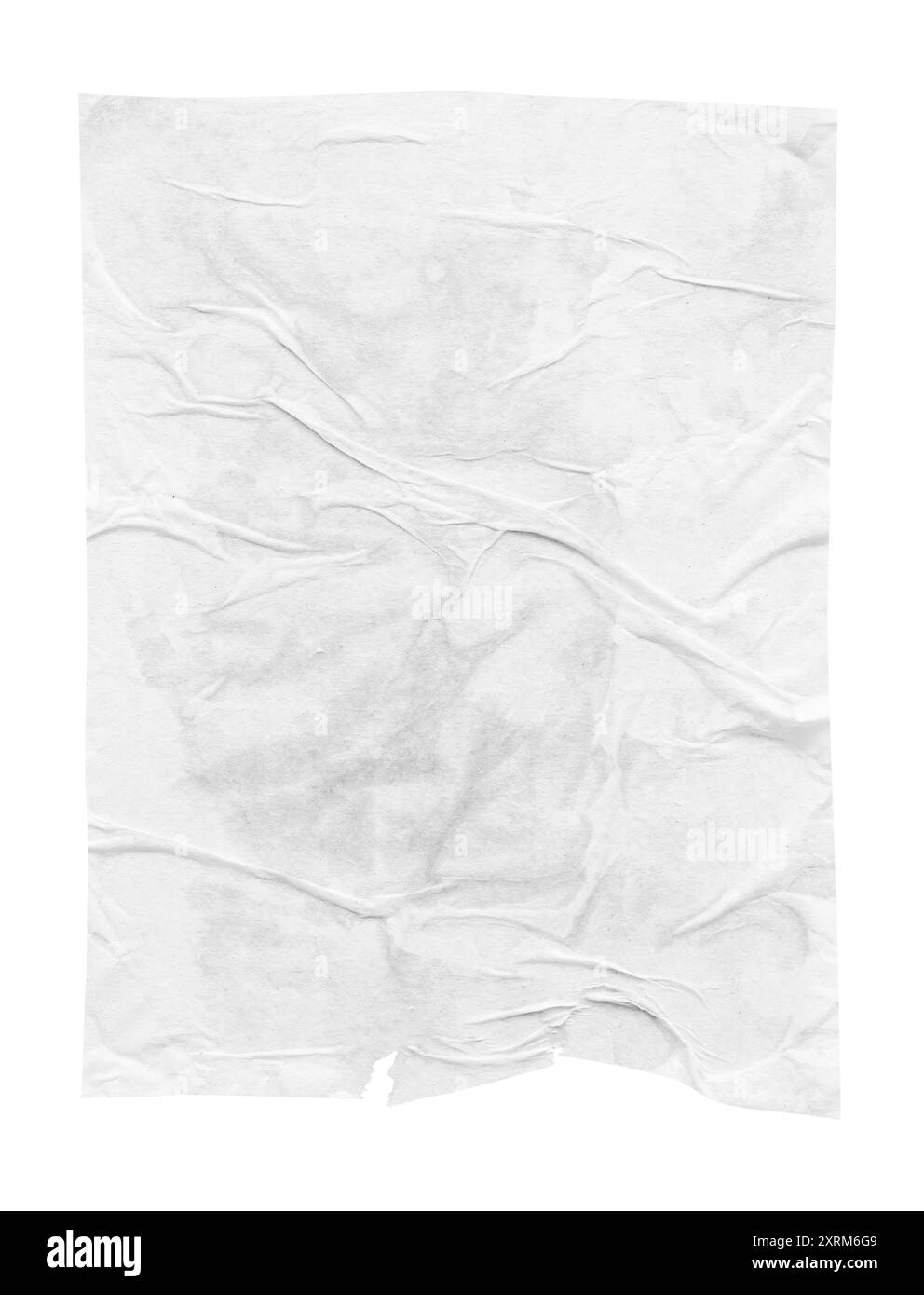 Blank white crumpled and creased paper poster texture isolated on white ...