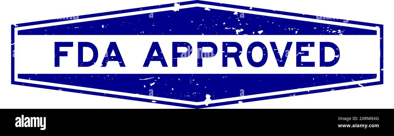 Grunge blue FDA approved word hexagon rubber seal stamp on white background Stock Vector Image ...