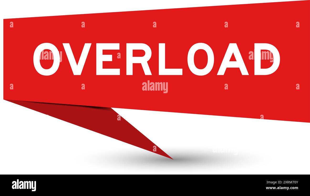 Red color speech banner with word overload on white background Stock ...