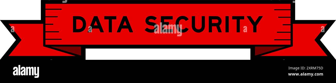Ribbon label banner with word data security in red color on white ...