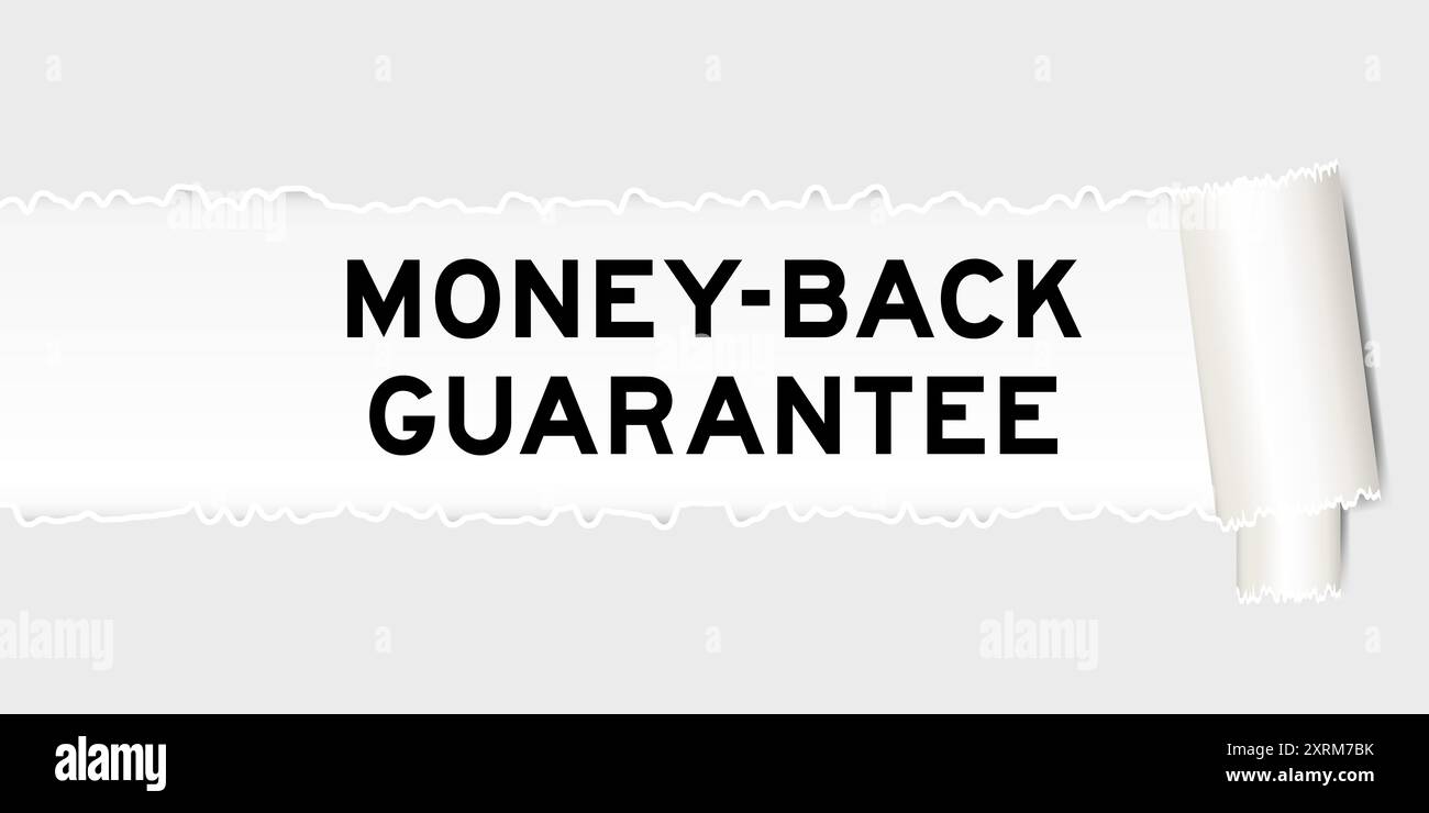 Ripped gray paper background that have word money back guarantee under ...