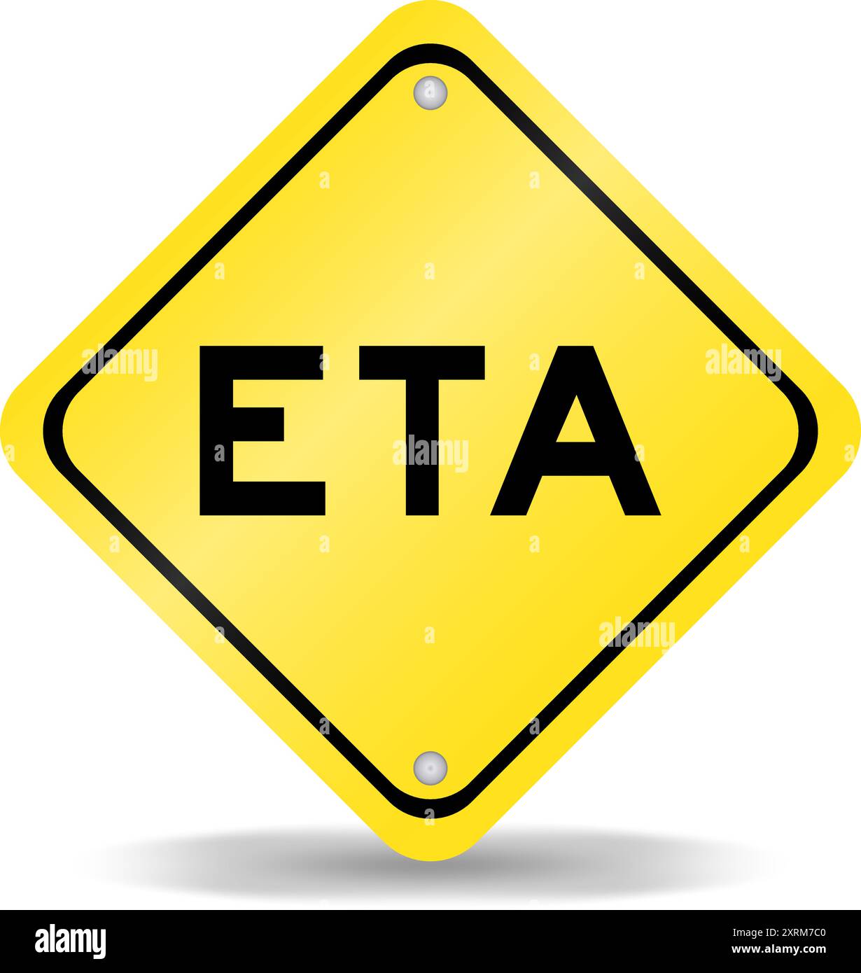Yellow color transportation sign with word ETA (abbreviation of ...