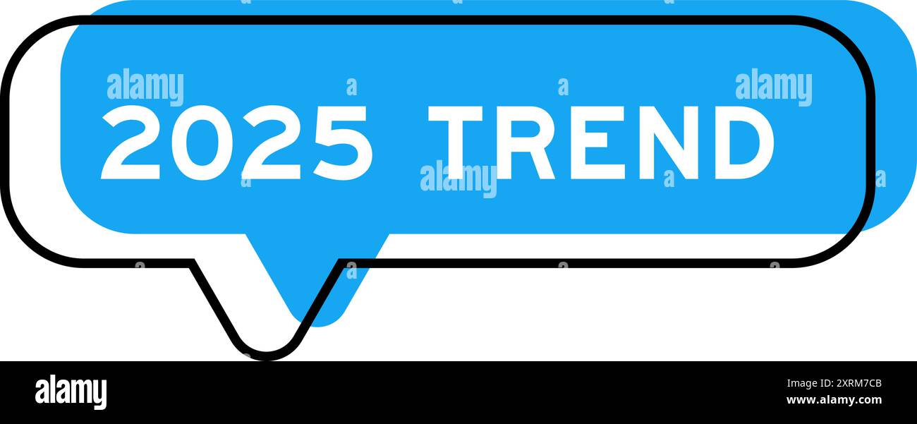 Speech banner and blue shade with word 2025 trend on white background ...
