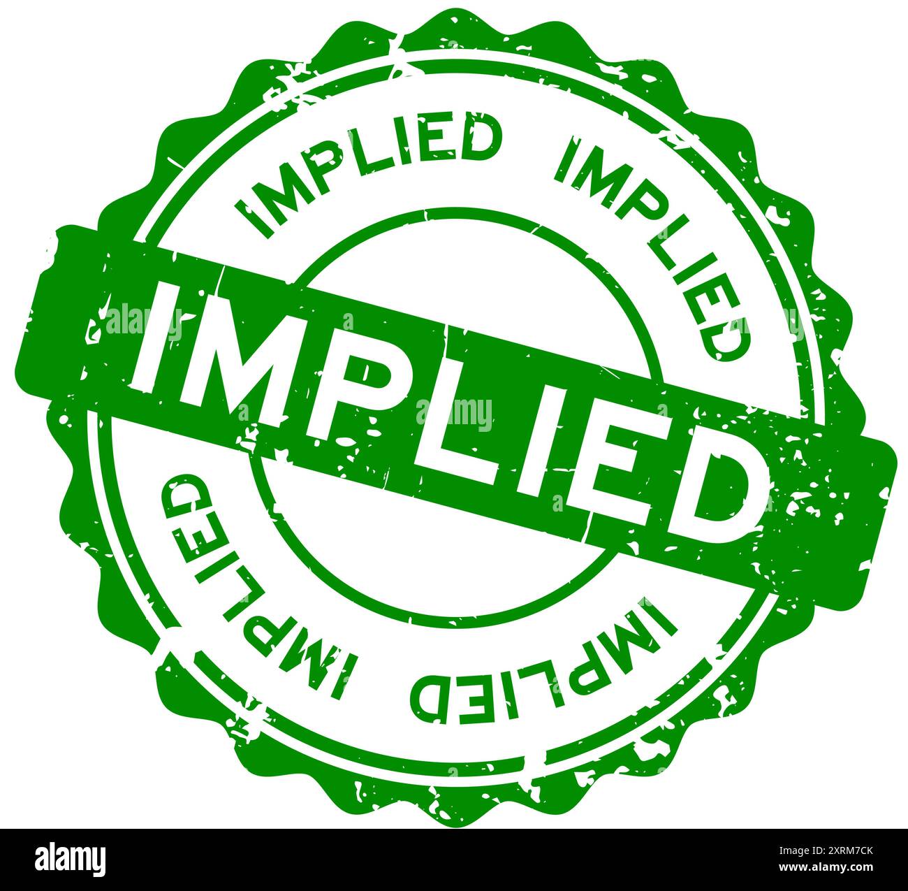 Grunge green implied word round rubber seal stamp on white background ...