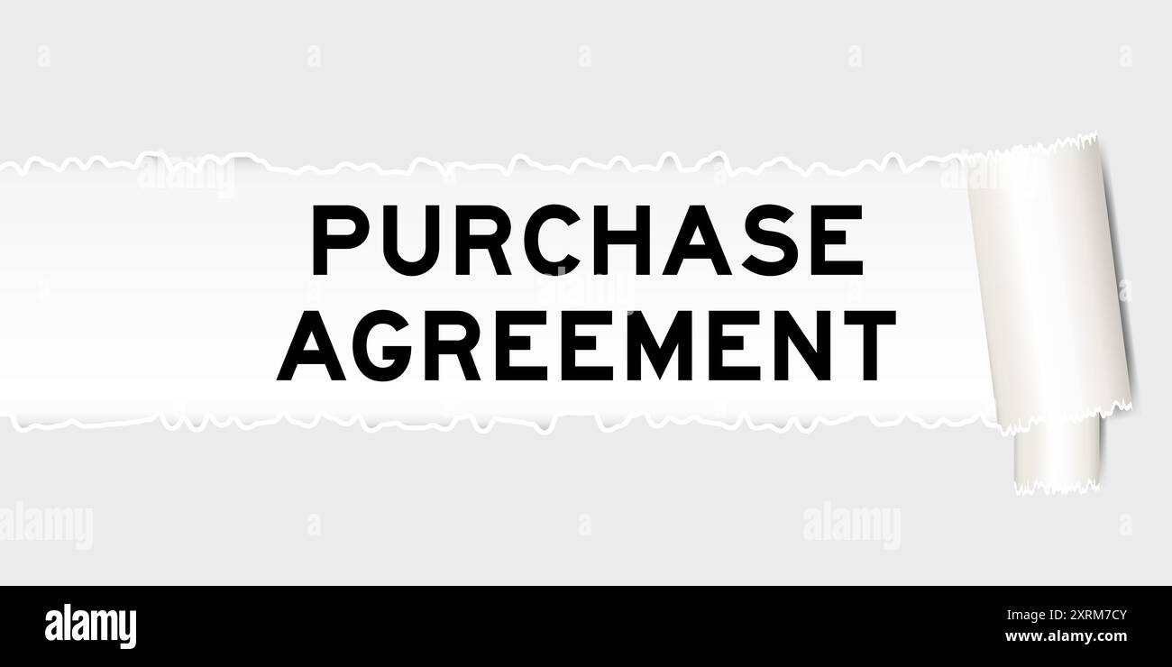Ripped gray paper background that have word purchase agreement under ...