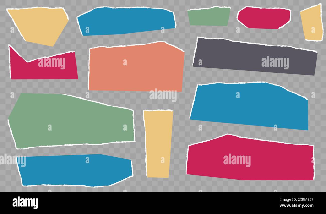 Torn horizontal color paper shape with shadow on transparent background ...