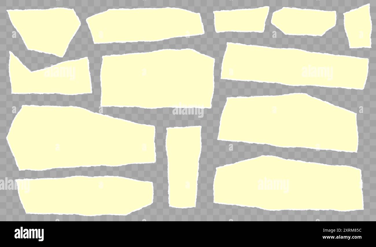 Torn horizontal yellow paper shape with shadow on transparent ...