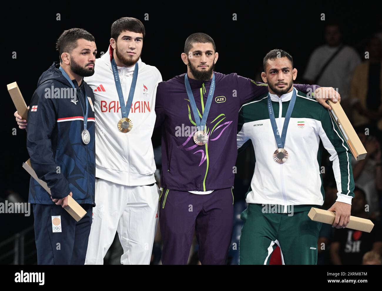 Paris, France. 11th Aug, 2024. (From L to R) Silver medalist Givi ...