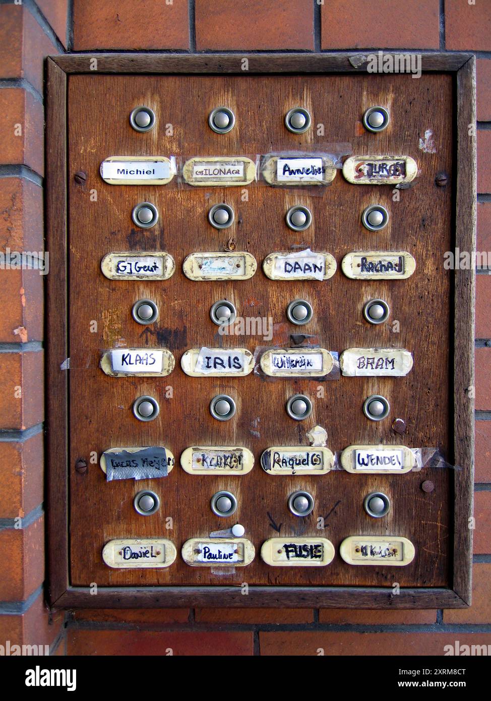 Traditional collective door bell board of a hoouse rented by students ...