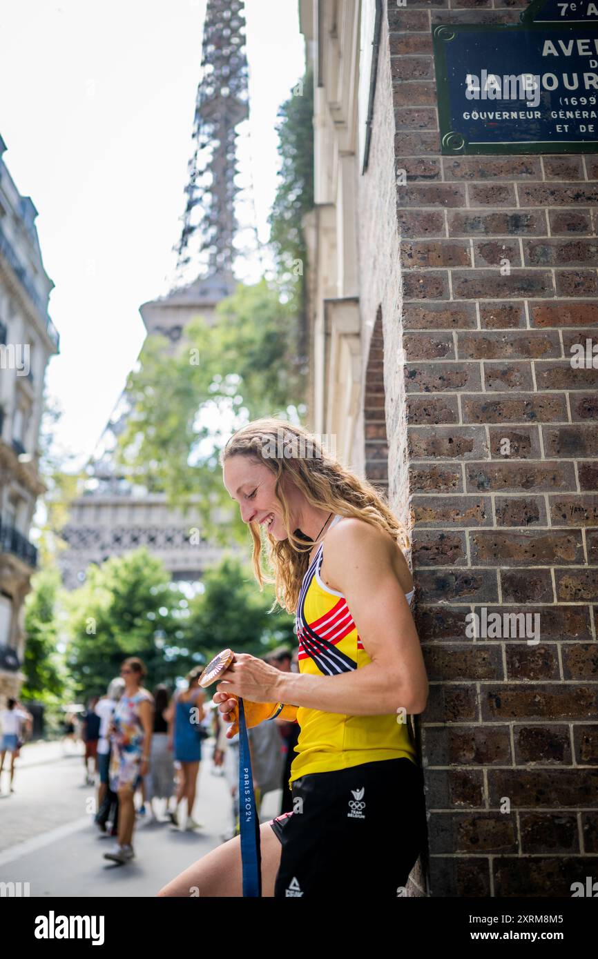 Paris, France. 11th Aug, 2024. Belgian athlete Noor Vidts, winner of the bronze medal at the ...