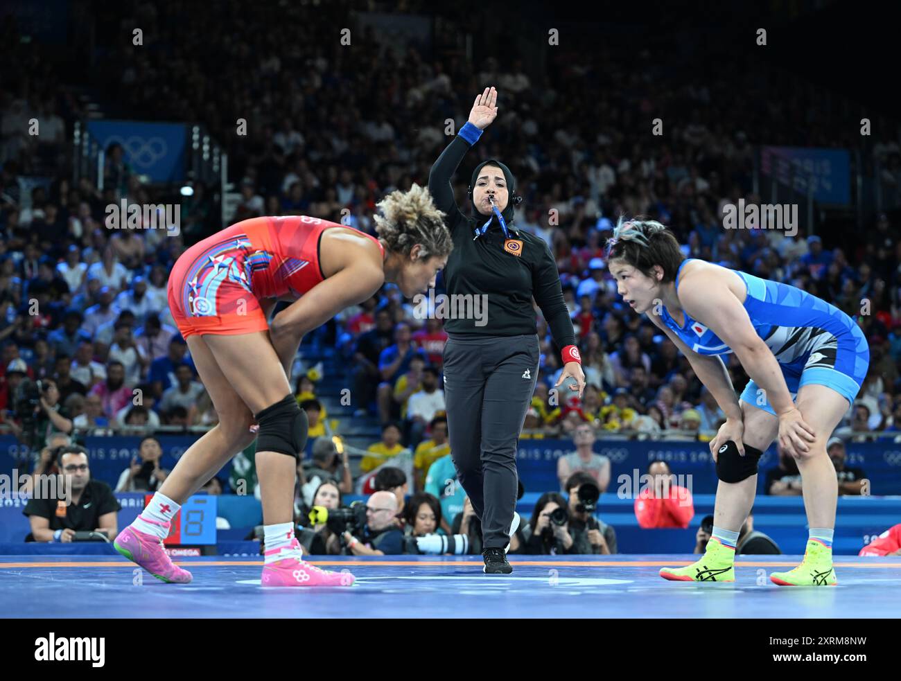Paris, France. 11th Aug, 2024. Kagami Yuka (R) of Japan competes with ...