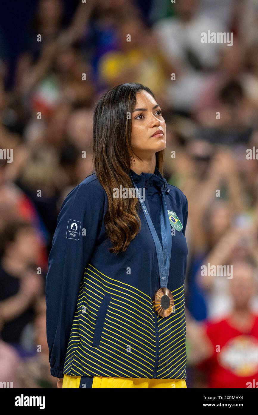 Paris, France. 11th Aug, 2024. Nyeme Costa of Brazil during anthem with ...