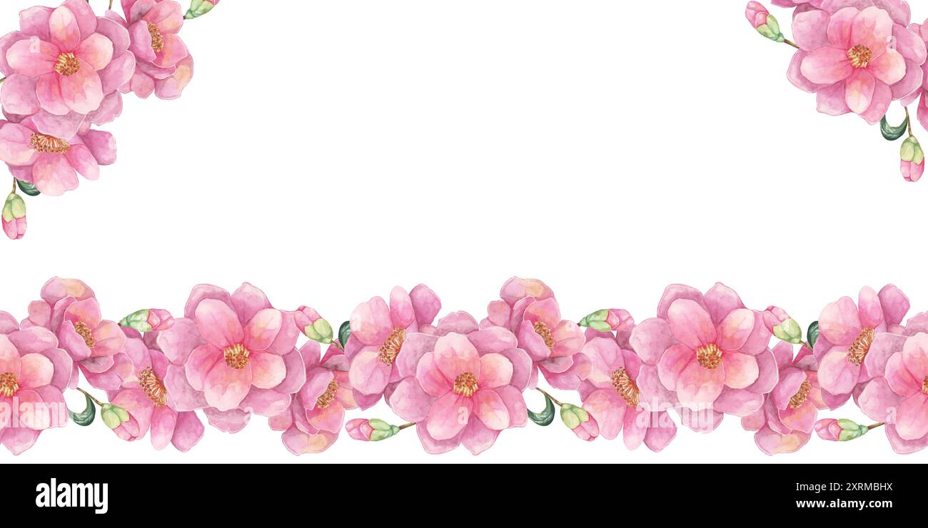 Pink Spring Flowers Divider Clip Art Spring Flowers For Design Frame
