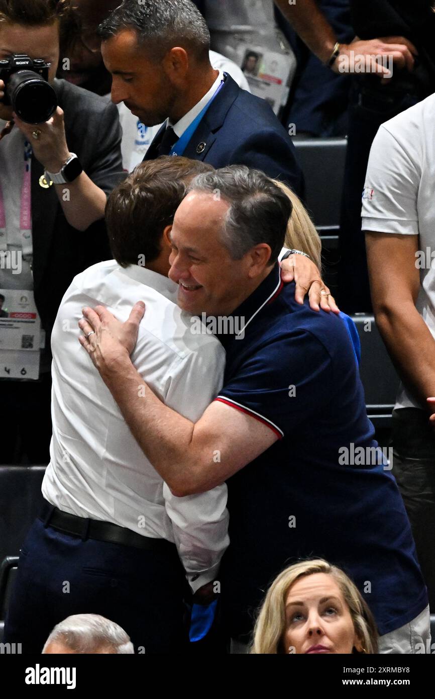 Paris, France. 11th Aug, 2024. French President, Emmanuel Macron and ...