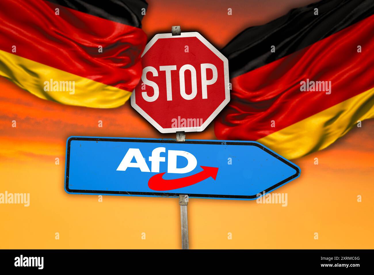 August 11, 2024: A stop sign with the logo of the AfD Alternative for ...