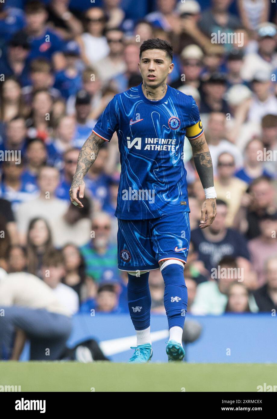 London, UK. 11th Aug, 2024. Enzo Fernandez of Chelsea FC during the Pre ...