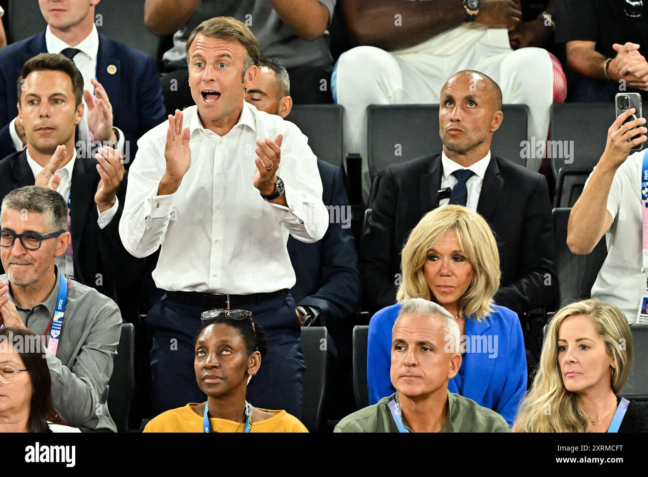 Paris, France. 11th Aug, 2024. French President, Emmanuel Macron and ...