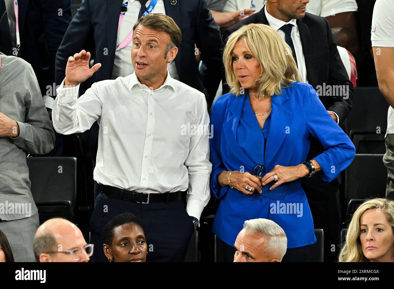 Paris, France. 11th Aug, 2024. French President, Emmanuel Macron and ...
