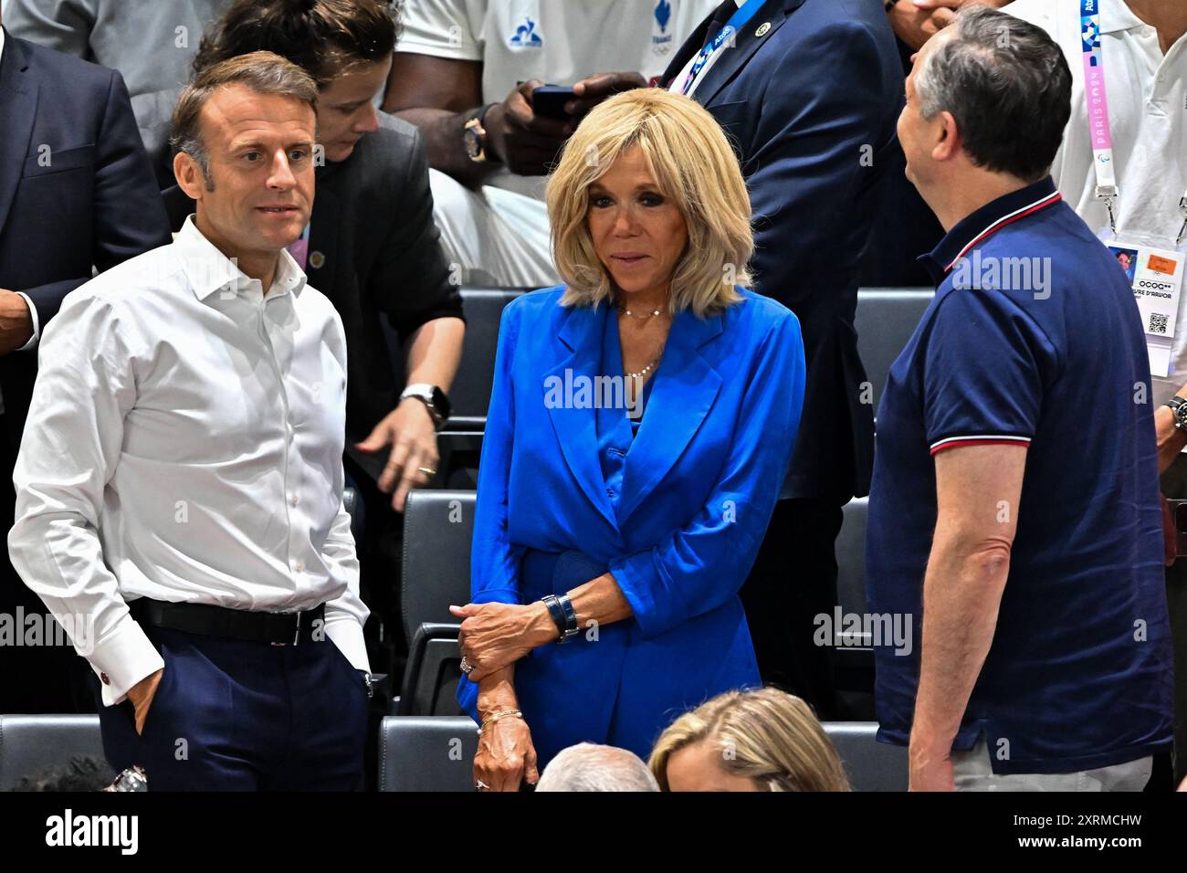 Paris, France. 11th Aug, 2024. French President, Emmanuel Macron and ...