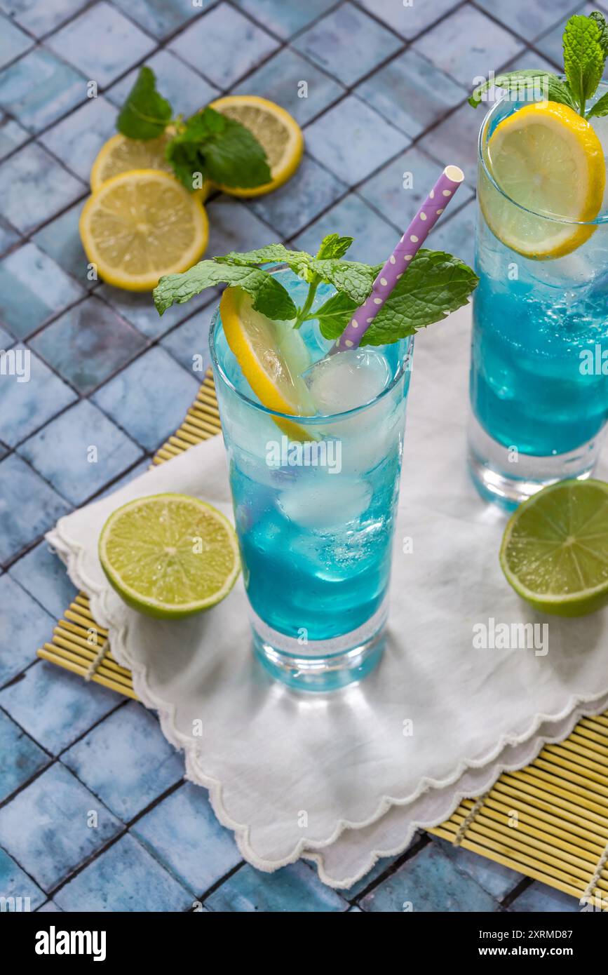 Refreshing blue curacao, vodka and lemonade cocktail Stock Photo - Alamy