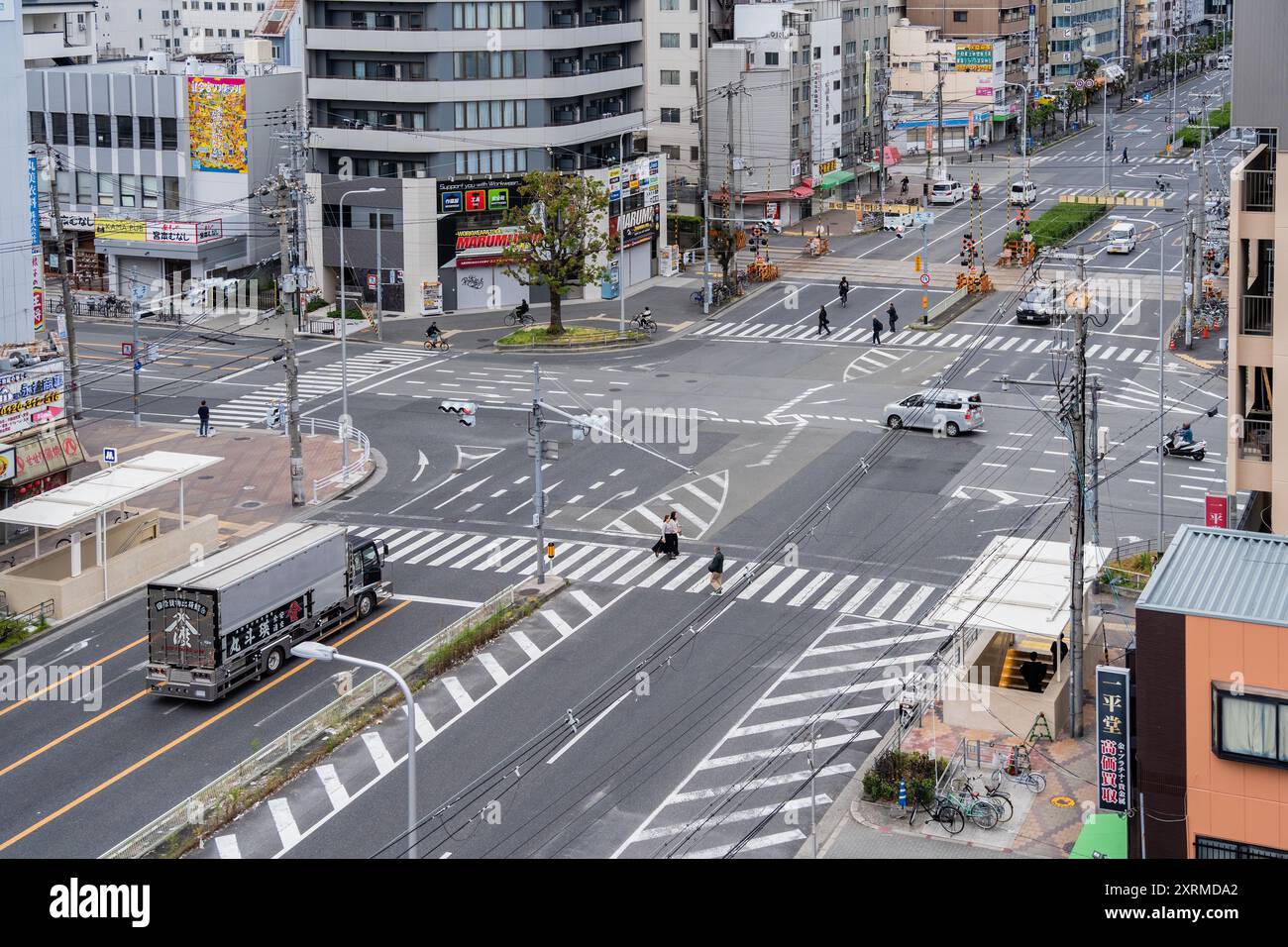Osaka, Japan - 05.12.2024: View from above with Sakaisuji street ... Osaka, Japan - 05.12.2024: View from above with Sakaisuji street ...