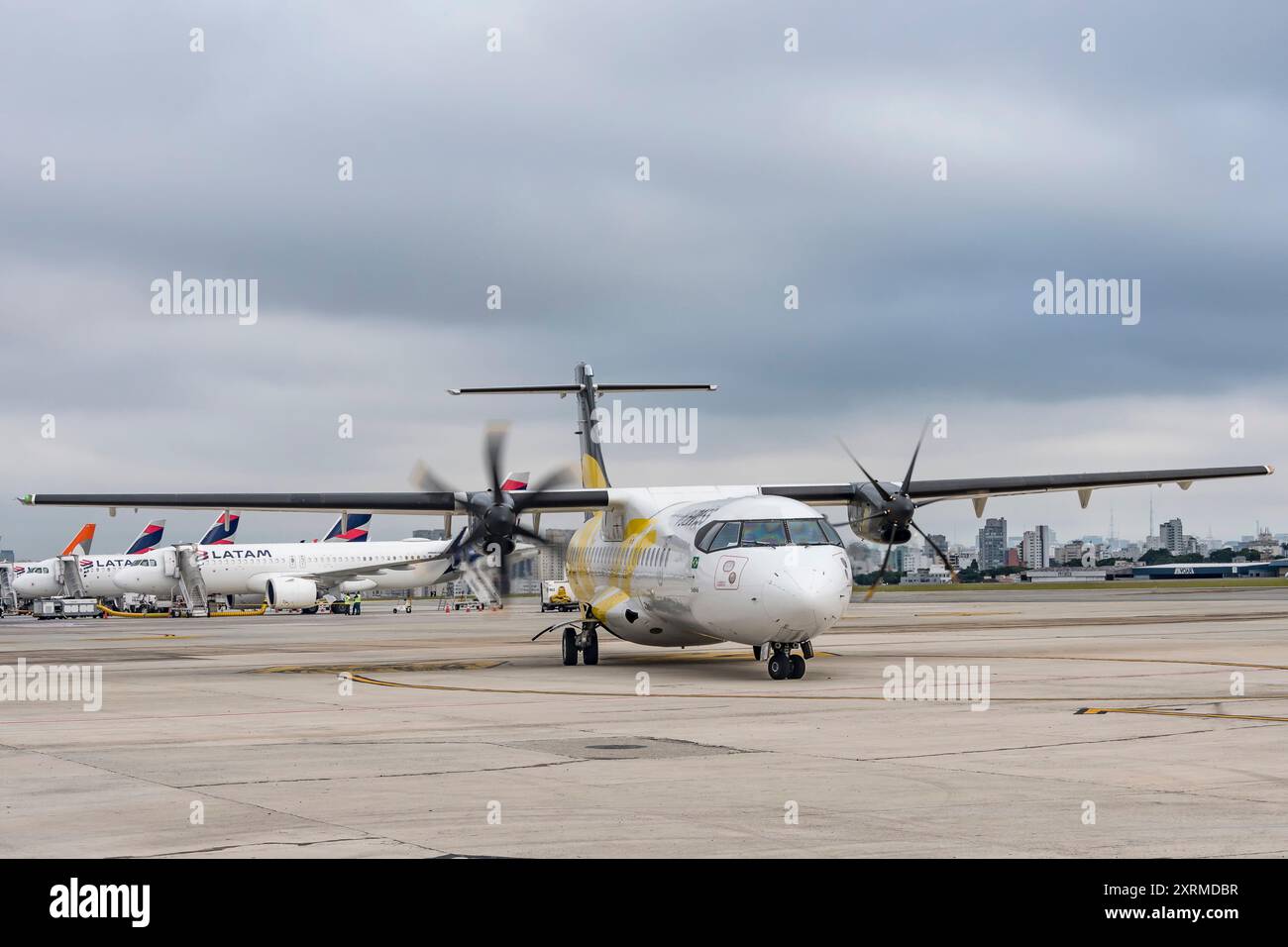Voepass airline plane on the runway at Congonhas Airport. City of São ...