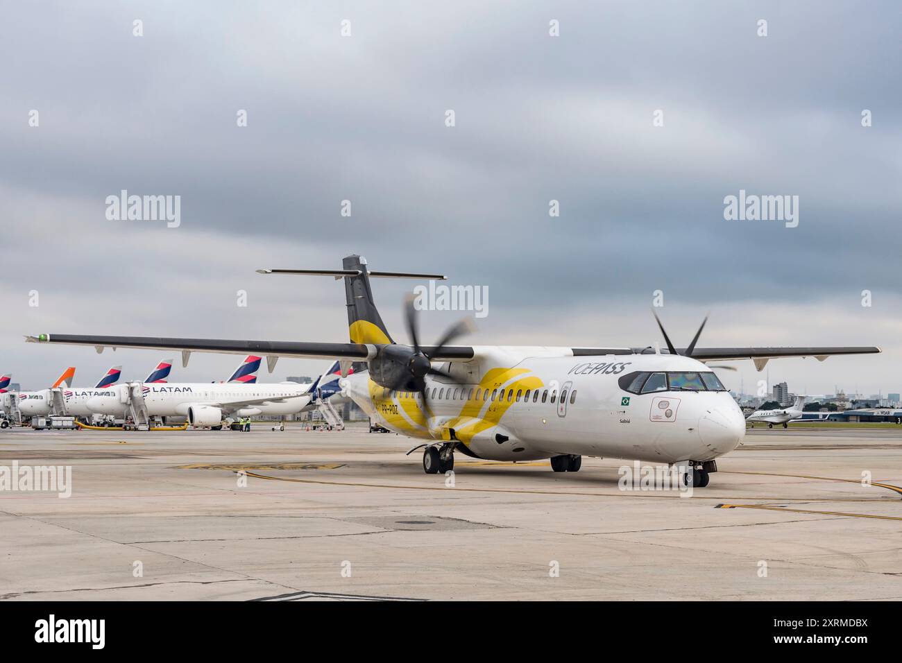 Voepass airline plane on the runway at Congonhas Airport. City of São ...