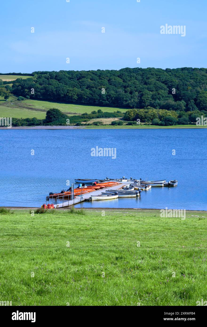 Boats on Wimbleball Lake on Exmoor National Park in Somerset, uk on ...