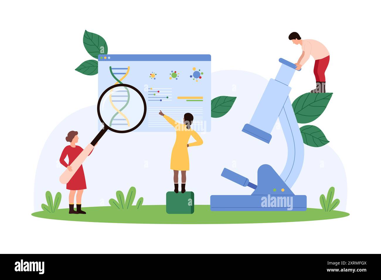 Chemists engaged in complex experiments involving chemical reactions ...