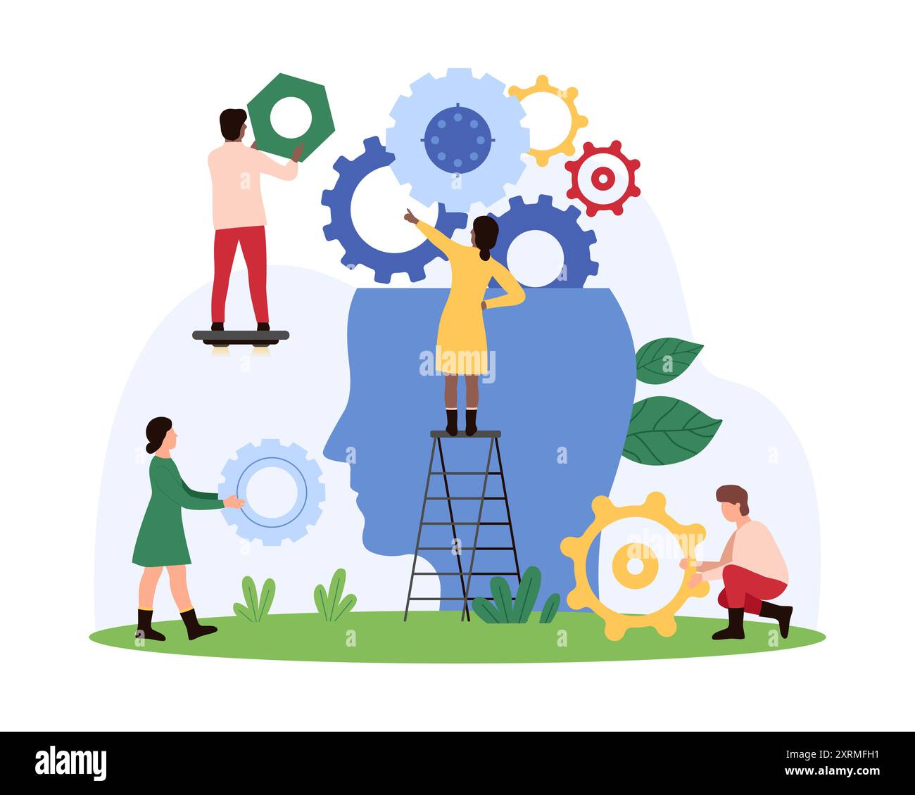 Engineers working on innovative projects using gears and other ...