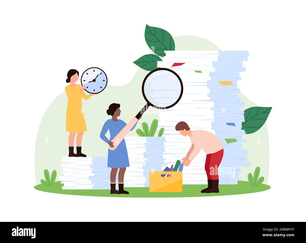 Business data analysis, paperwork organization. Tiny people research ...